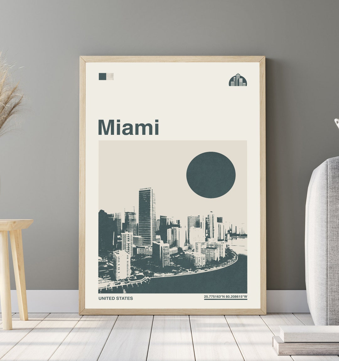 Miami Poster Miami Travel Miami Art Florida Poster Miami - Etsy