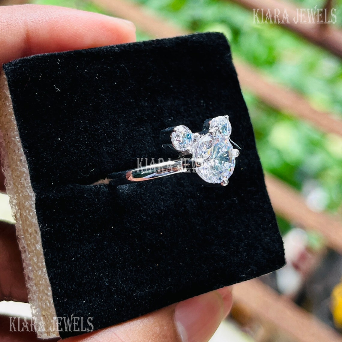 Mickey Mouse Engagement Ring 14k White Gold Finish 2.32ct Round Cut ...