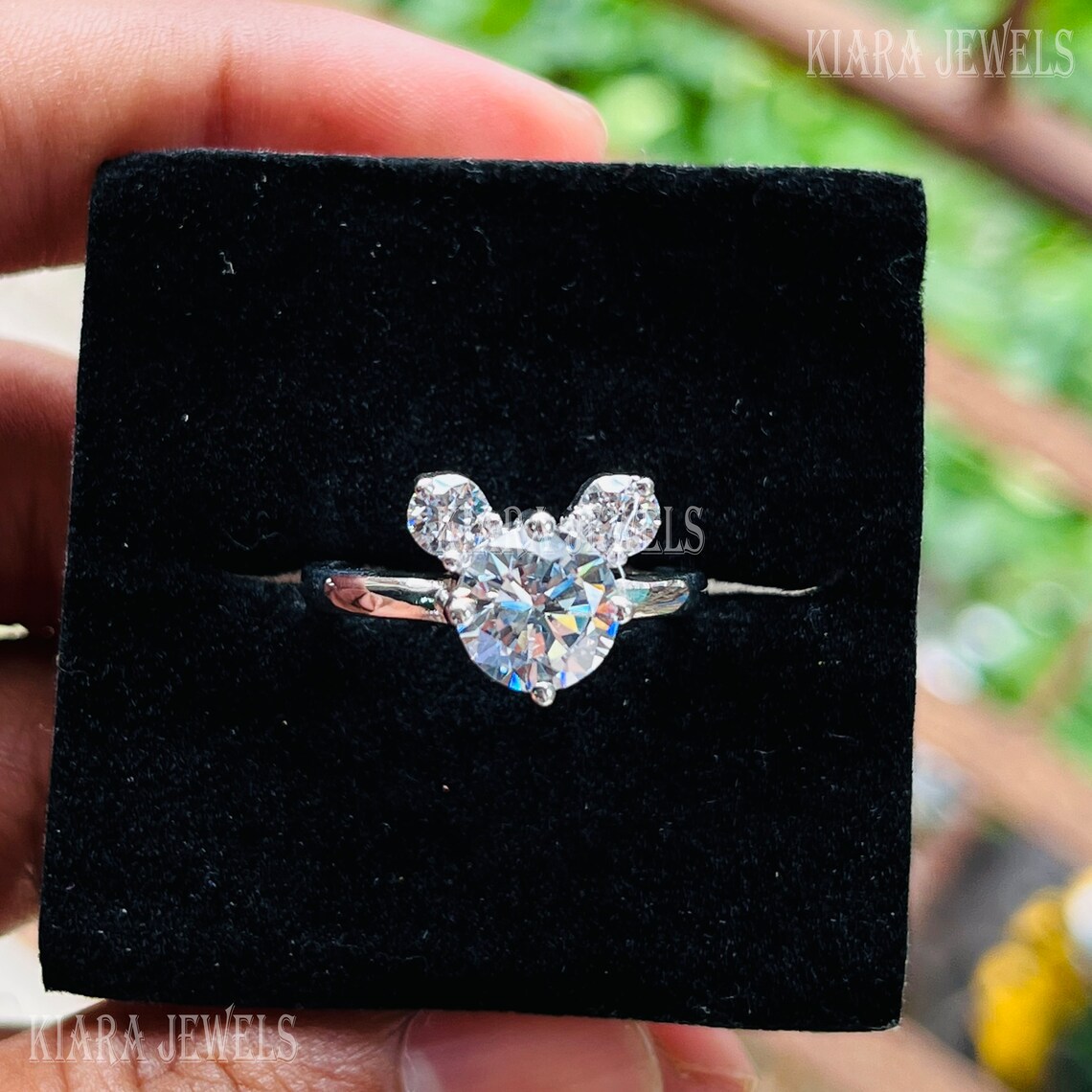Mickey Mouse Engagement Ring 14k White Gold Finish 2.32ct Round Cut ...