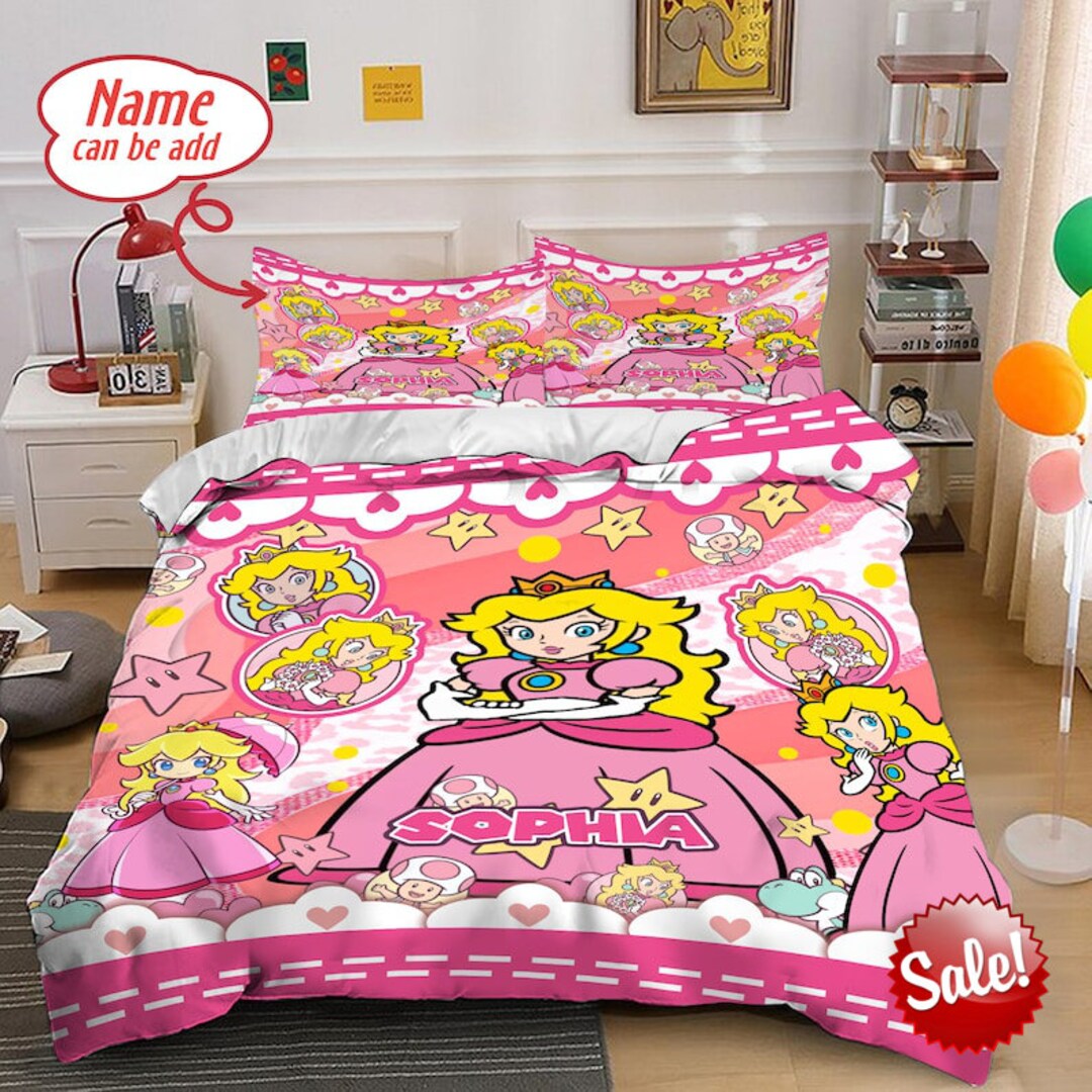 Super Mario Princess Bedding Set Princess Peach Mario Bedding - Etsy