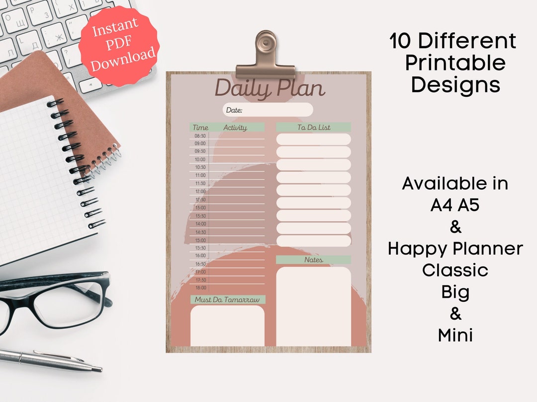 Daily Planner Printable | Boho Terracotta Theme | Undated | Time ...