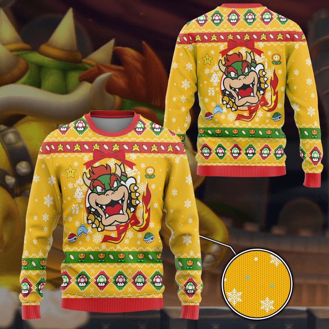 Mario Bowser Game Character Ugly Christmas Sweater Turtle - Etsy