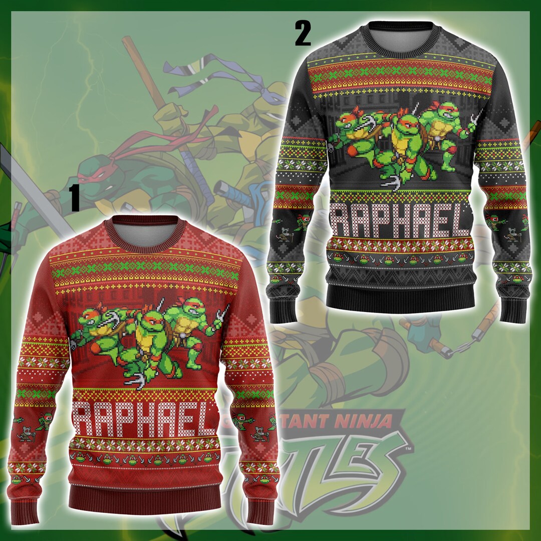Raphael TMNT Ugly Christmas Style Ugly Sweater Ninja Turtle - Etsy