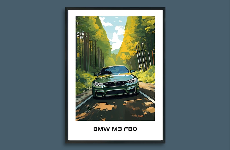 BMW 3 Series M3 F80 Travel Style Poster Print Wall Art - Etsy
