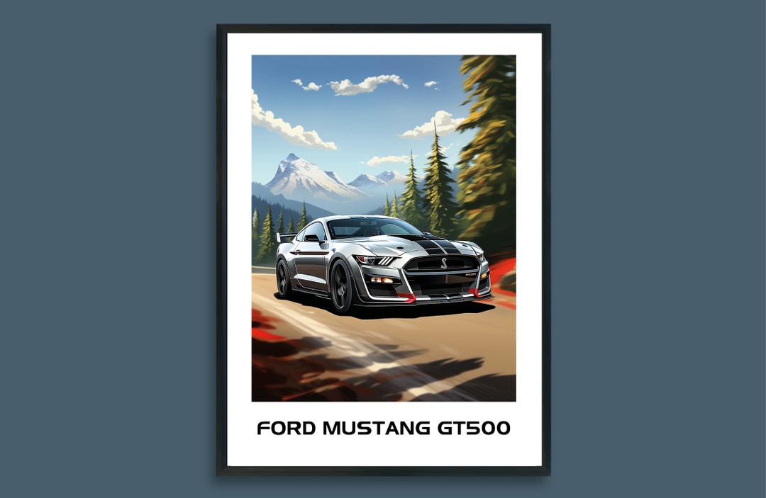 Ford Mustang GT500 Travel Style Poster Print Wall Art Unframed Framed ...