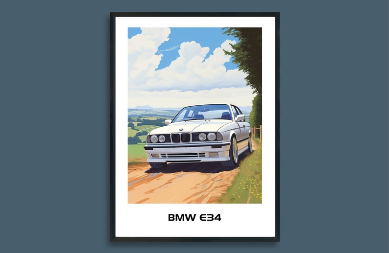 BMW 5 Series E34 Travel Style Poster Print Wall Art - Etsy