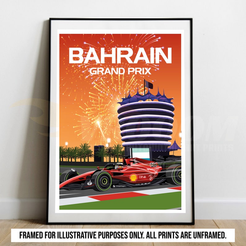Bahrain F1 Poster Ferrari F1 Formula1 Print Motor Racing - Etsy
