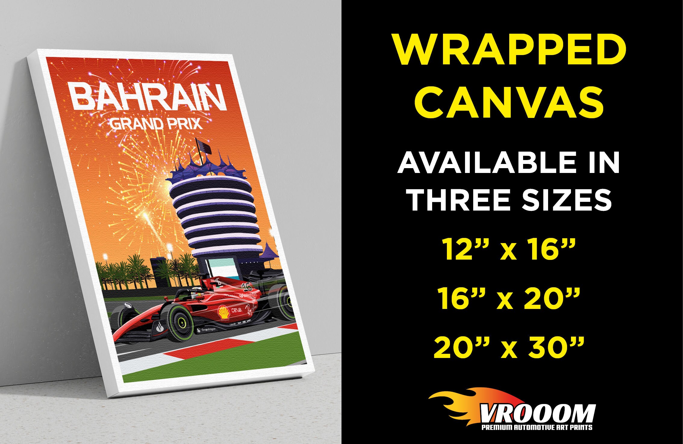 Bahrain F1 Poster Ferrari F1 Formula1 Print Motor Racing Travel Art ...