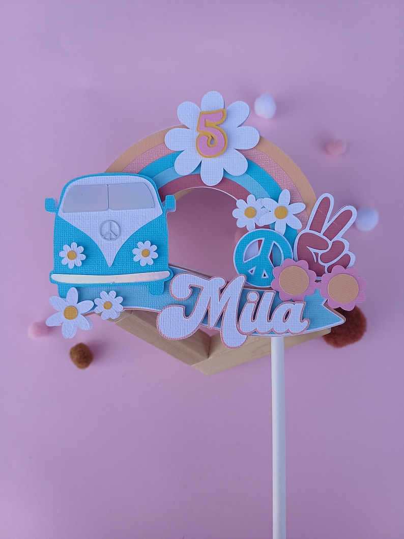 Groovy Rainbow Cake Topper | SVG & Silhouette Studio Cut Files for ...