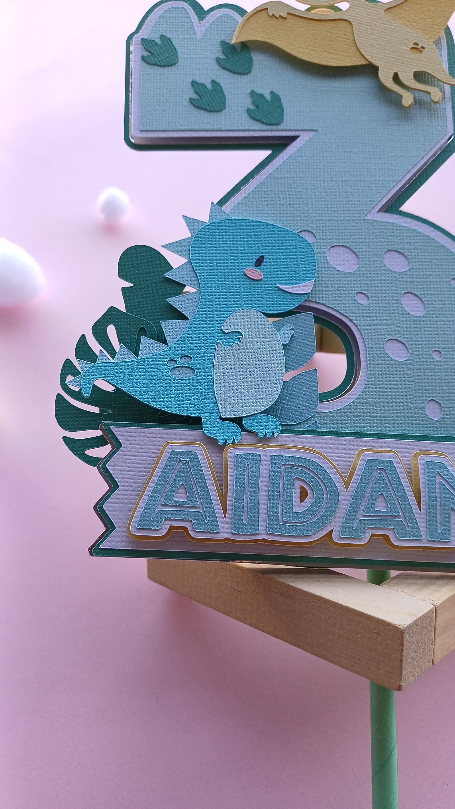 Dinosaur Birthday Cake Topper SVG - Number 3, Cricut/silhouette ...