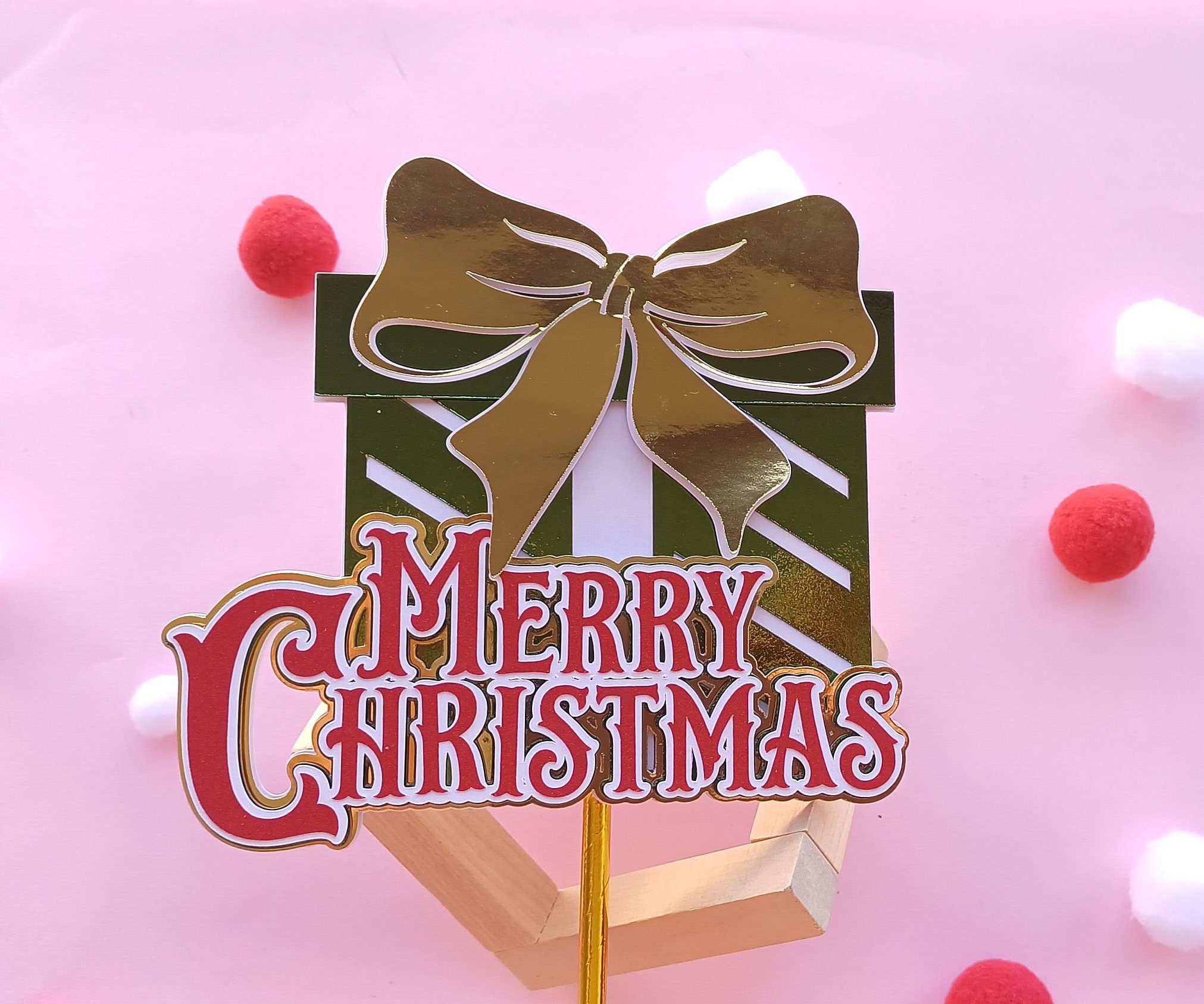 Christmas Box Cake Topper SVG & Silhouette Studio Cut Files - Etsy