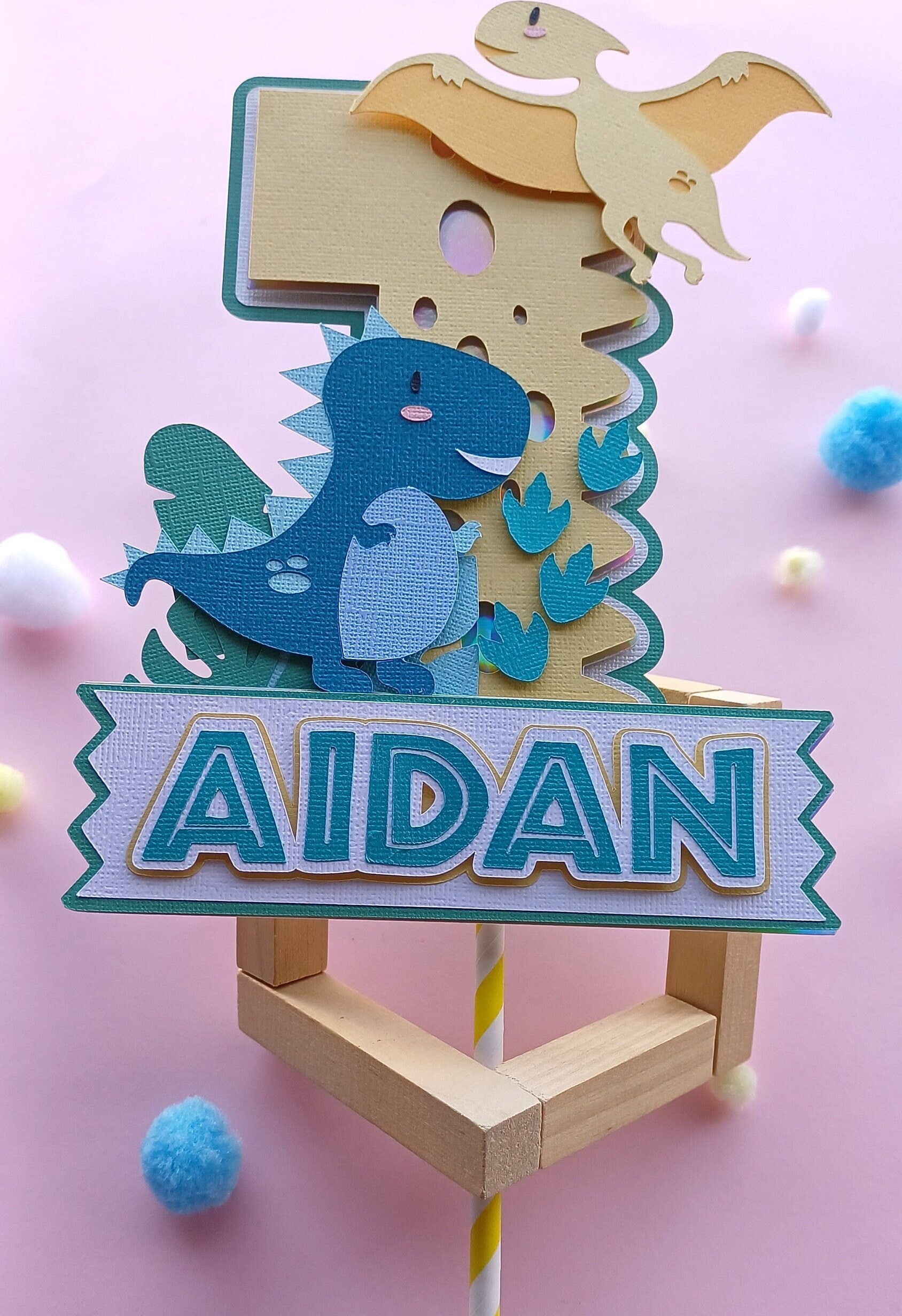 Number 1 Dinosaur Birthday Cake Topper .svg & Silhouette Studio Cut ...