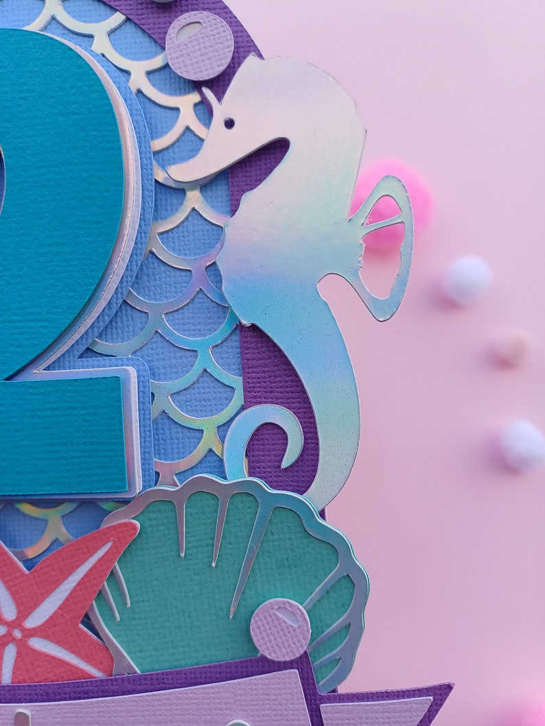 Mermaid Birthday Cake Topper .svg & Silhouette Studio Cut Files for Cricut and Silhouette ...