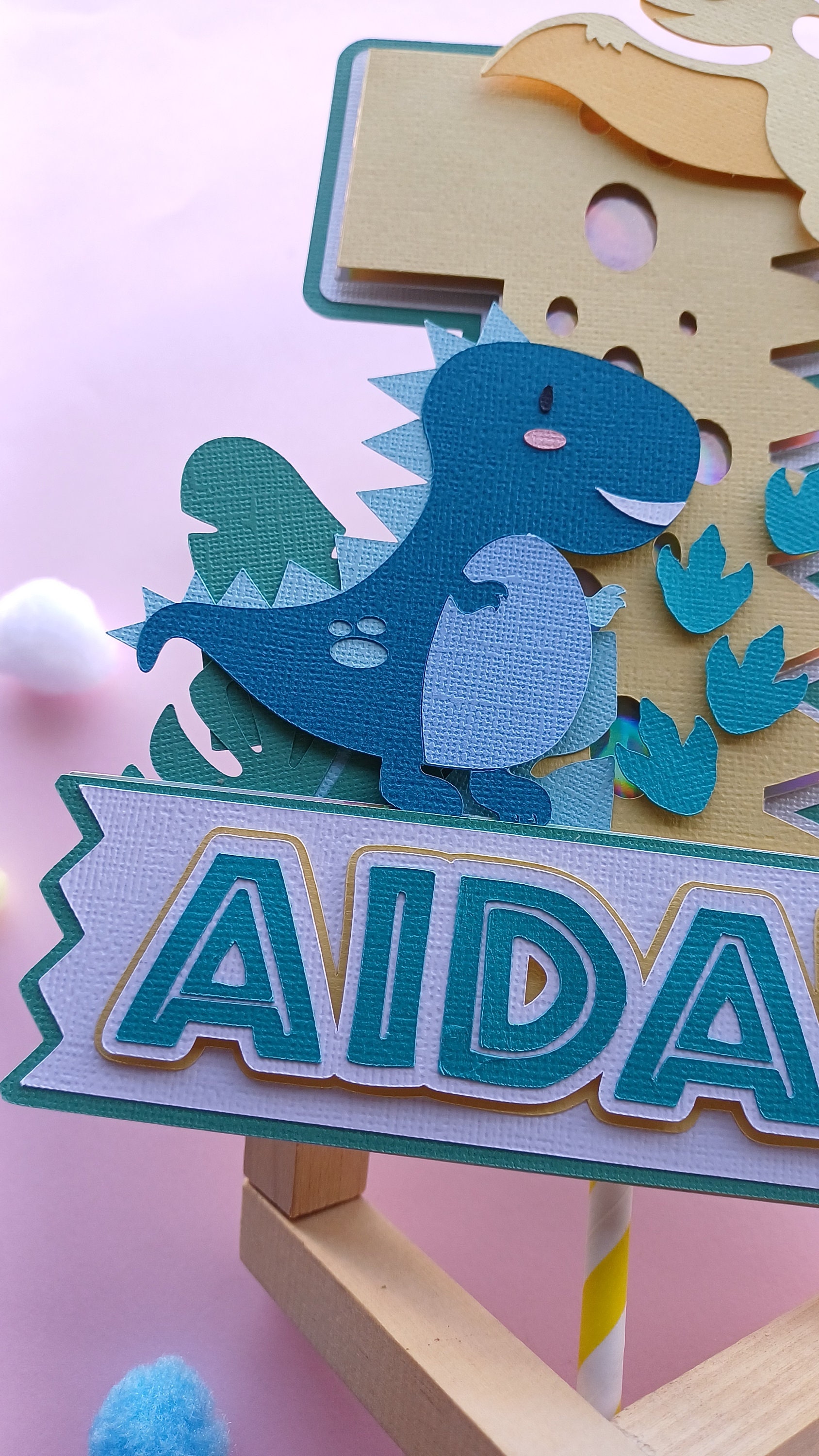 Number 1 Dinosaur Birthday Cake Topper .svg & Silhouette Studio Cut ...