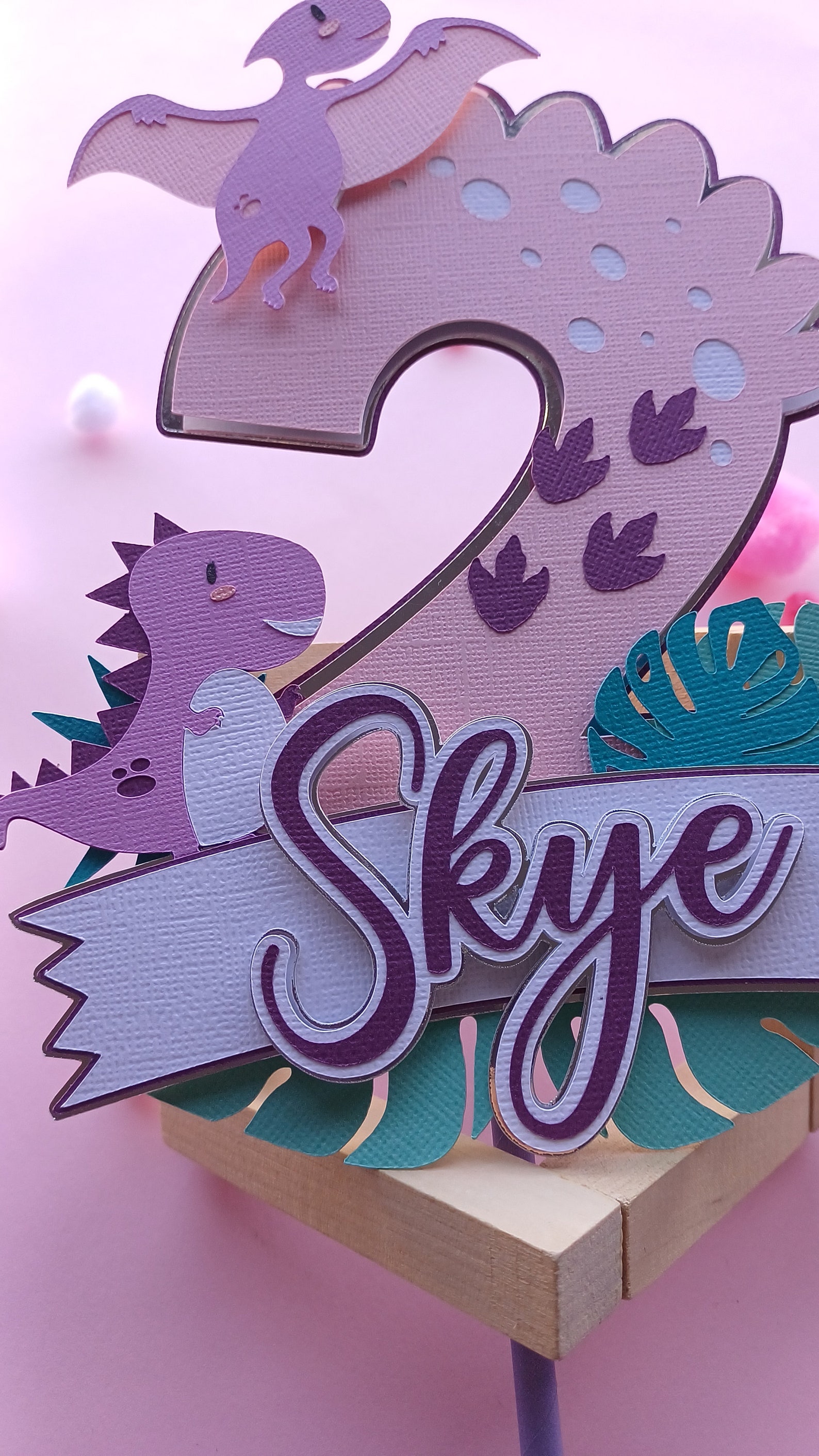Number 2 Dinosaur Birthday Cake Topper .svg & Silhouette Studio Cut ...