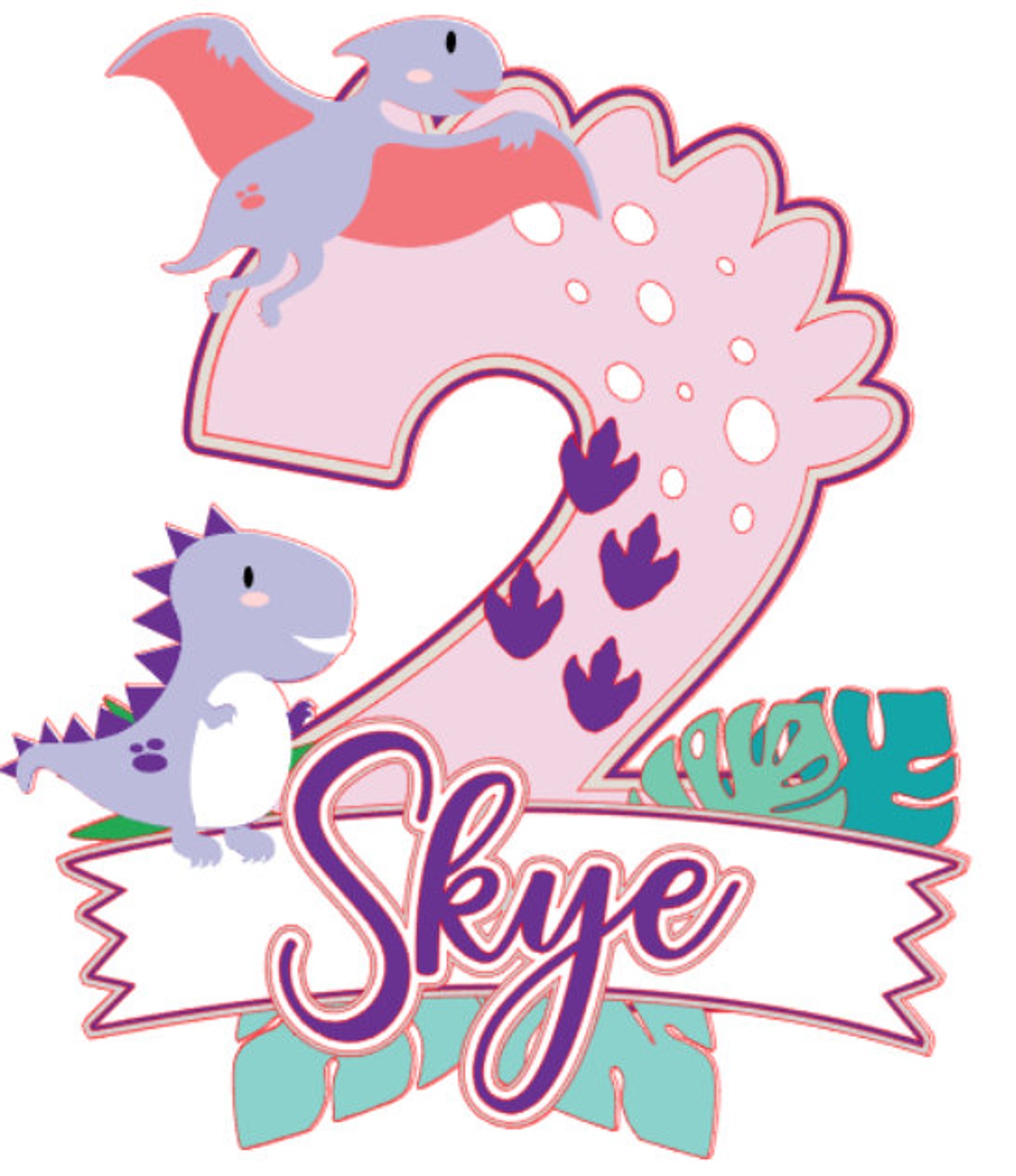 Number 2 Dinosaur Birthday Cake Topper .svg & Silhouette Studio Cut ...