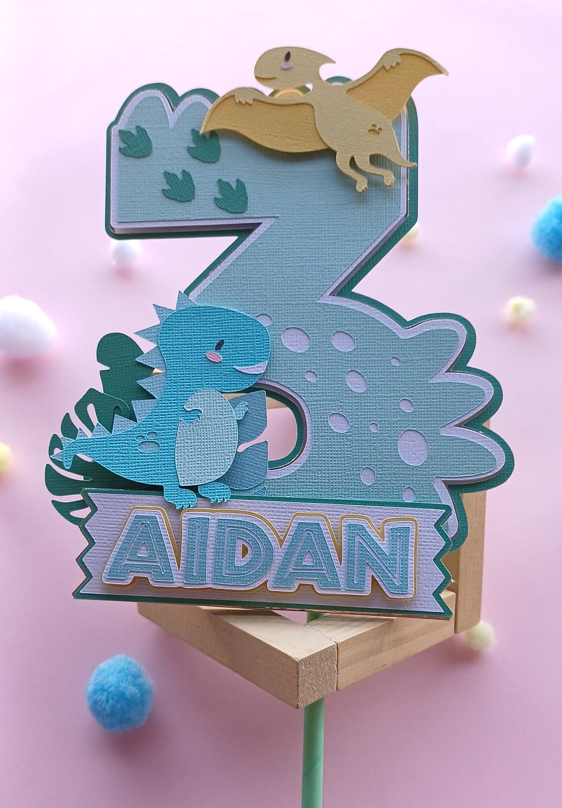 Number 3 Dinosaur Birthday Cake Topper .svg & Silhouette Studio Cut ...