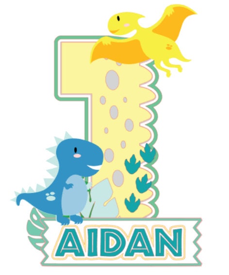 Number 1 - Dinosaur Birthday Cake Topper .svg & Silhouette Studio Cut ...