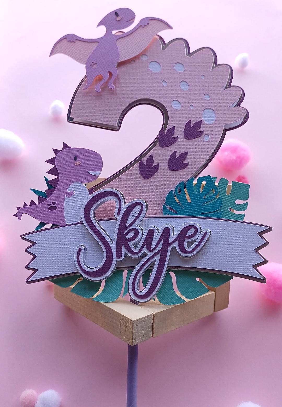 Number 2 - Dinosaur Birthday Cake Topper .svg & Silhouette Studio Cut ...