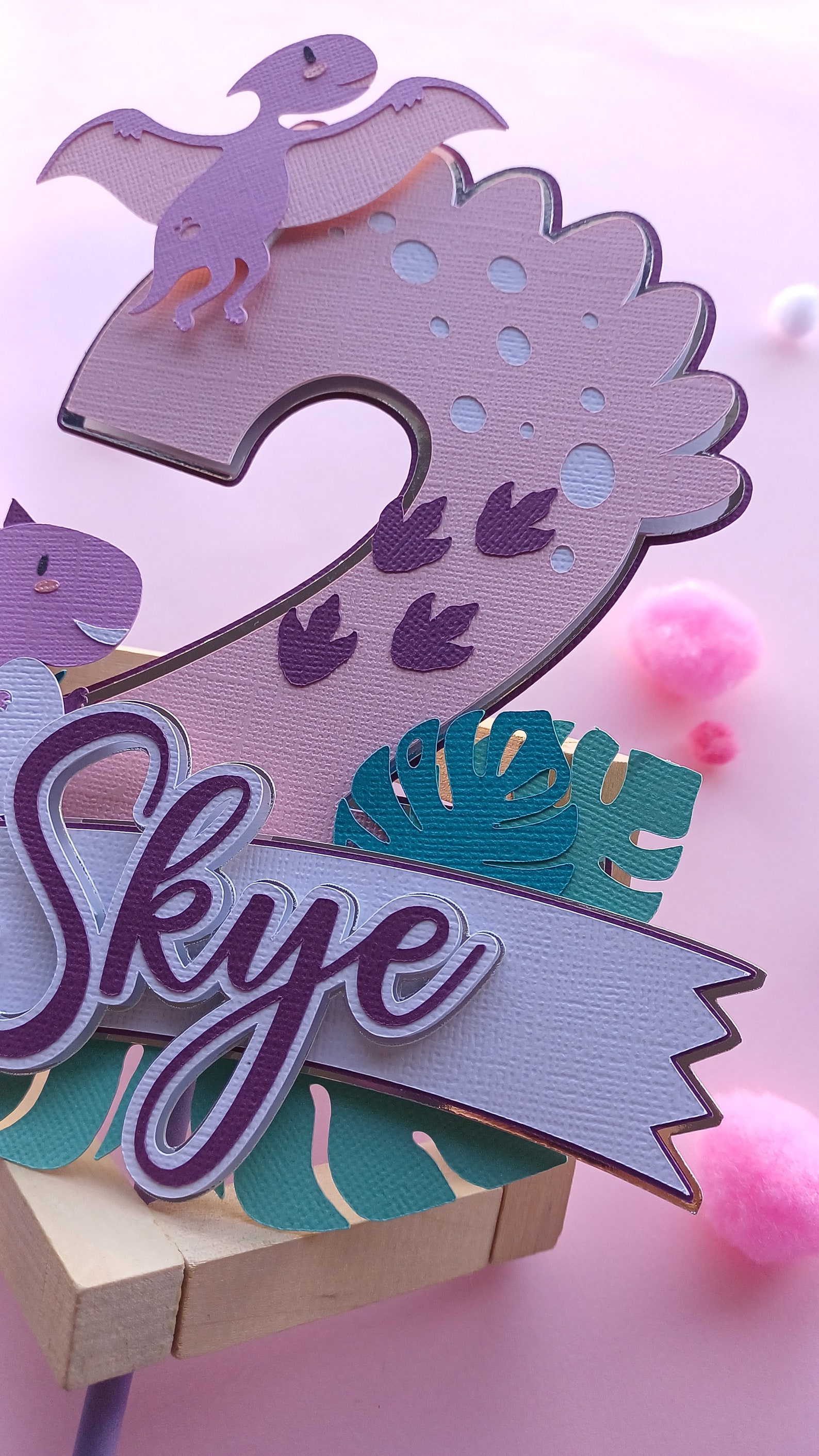 Number 2 Dinosaur Birthday Cake Topper .svg & Silhouette Studio Cut ...
