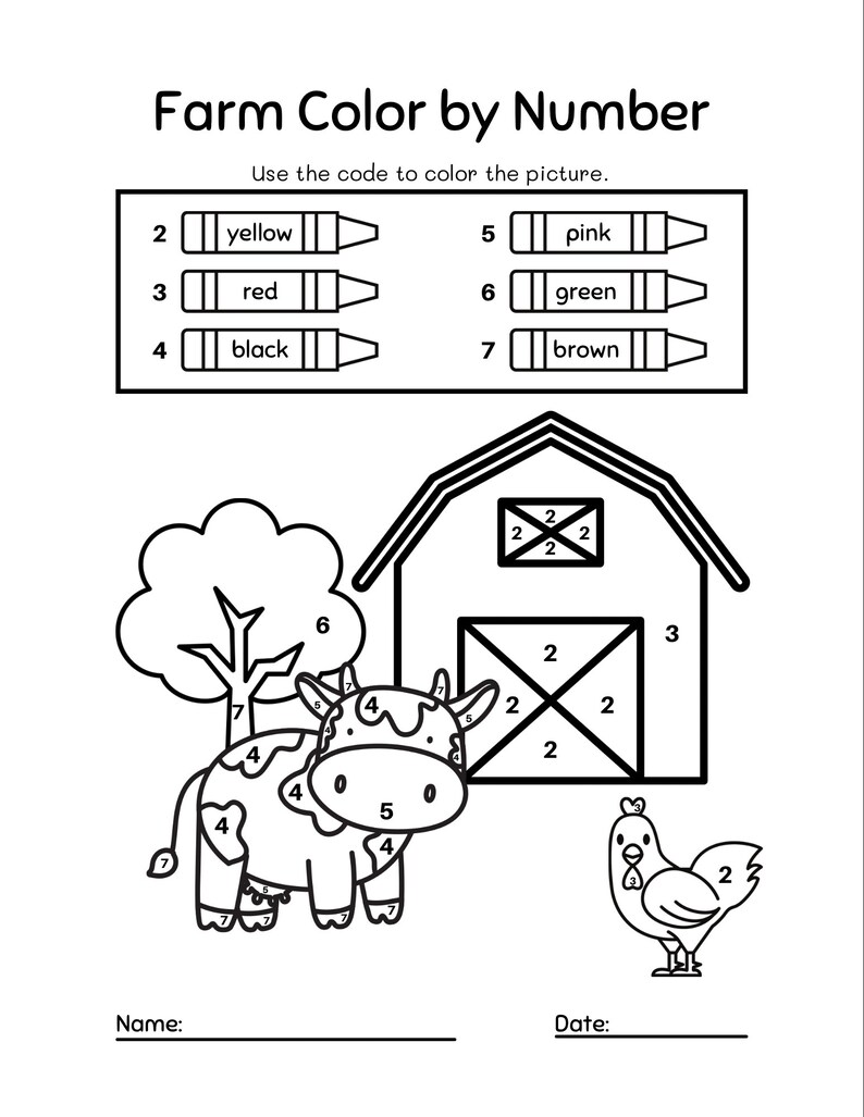 6 Fun Coloring Pages by the Number, Kids Coloring Pages, Preschool ...