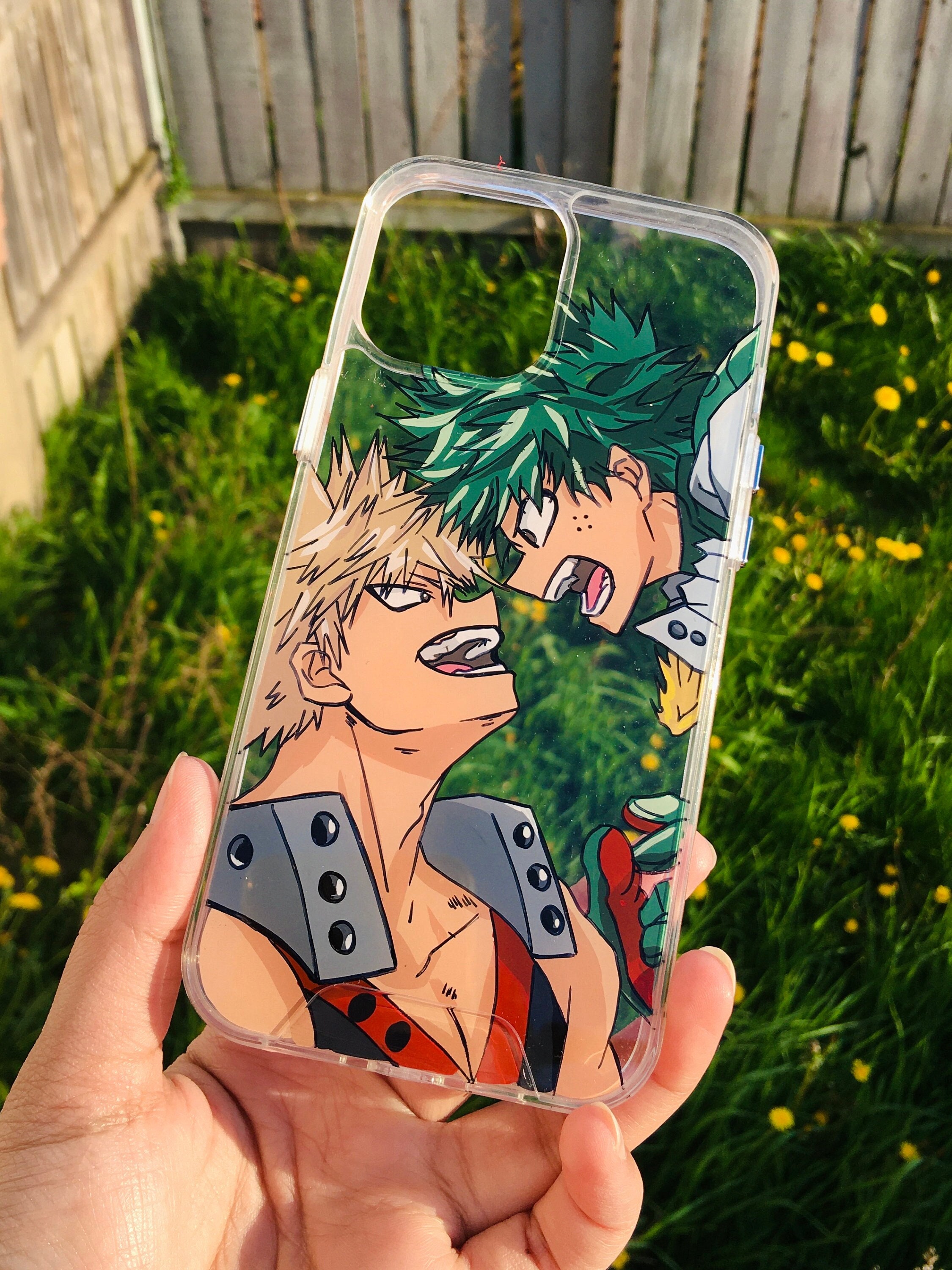 Custom Gift Anime Phonecase Handpainted Mha Deku Bakugou Etsy