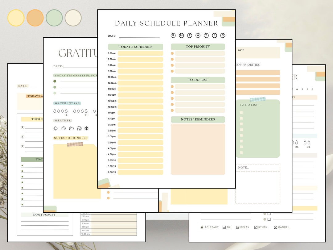 5 PAGE Daily Planner, INSTANT Download, Schedule, to Do List, Top ...