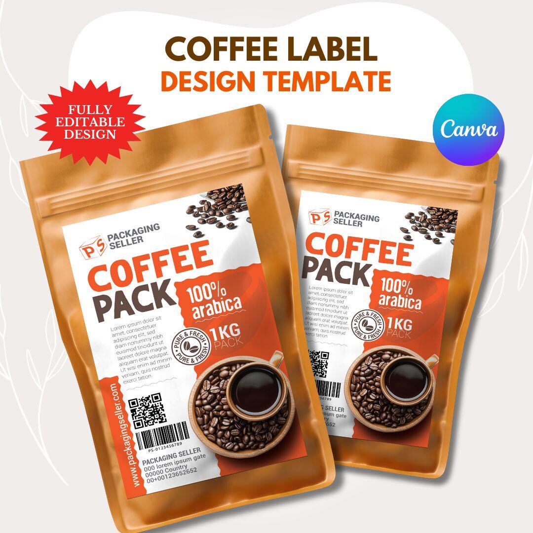 Editable Coffee Label Design Template in Multiple Formats, Pouch Label ...