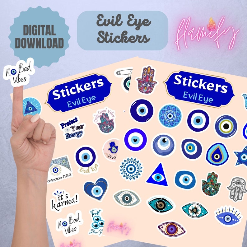 40-piece Evil Eye Sticker Set Digital Planner Printable and - Etsy