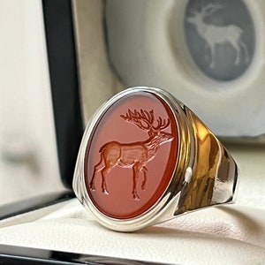 Custom Intaglio Ring Signet Ring Agate With Engraving 13x18mm Onyx ...