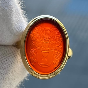 Custom Intaglio Ring Signet Ring Agate With Engraving 13x18mm Onyx ...