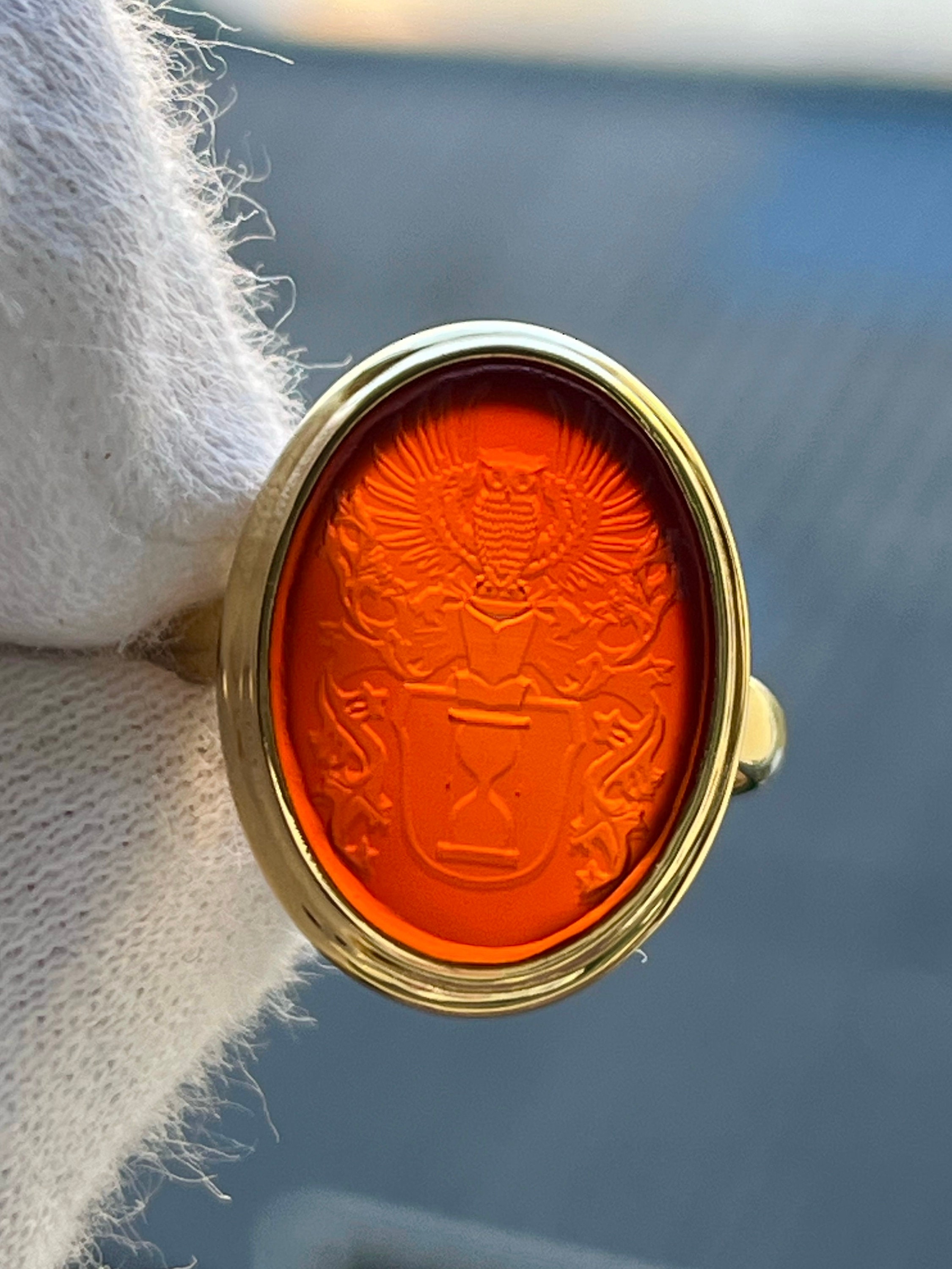 Custom Intaglio Ring Signet Ring Agate With Engraving 13x18mm Onyx ...