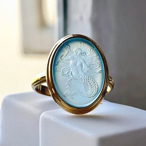 Custom Intaglio Ring Signet Ring Agate With Engraving 13x18mm Onyx ...