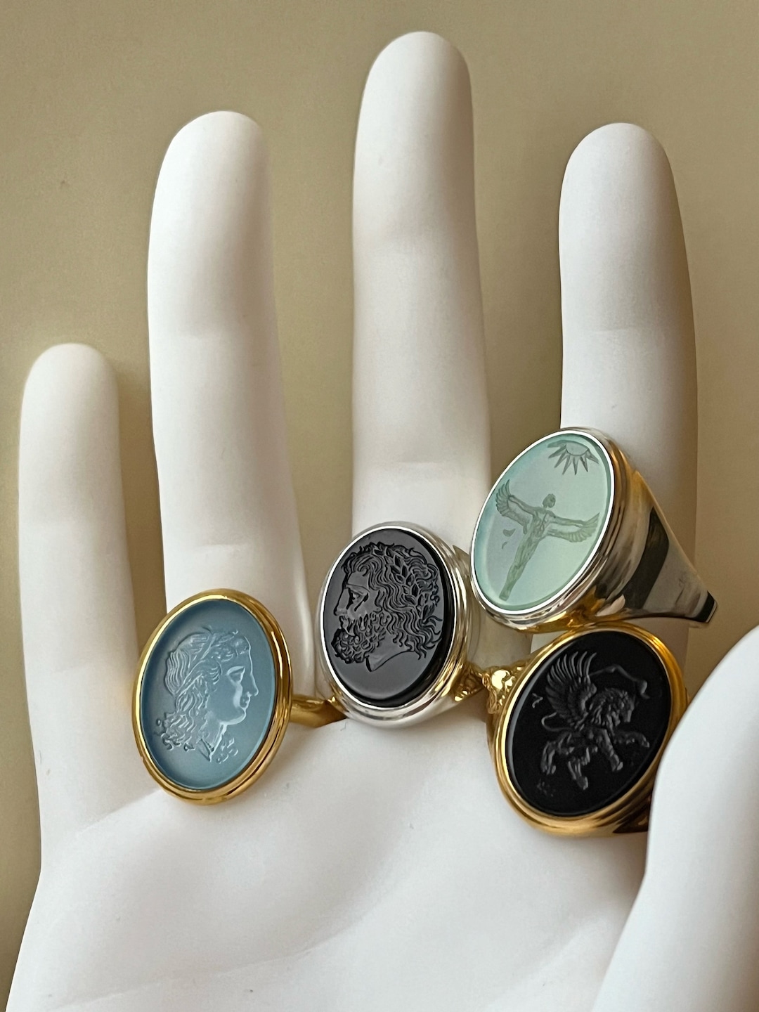 Custom Intaglio Ring Signet Ring Agate With Engraving 13x18mm Onyx ...