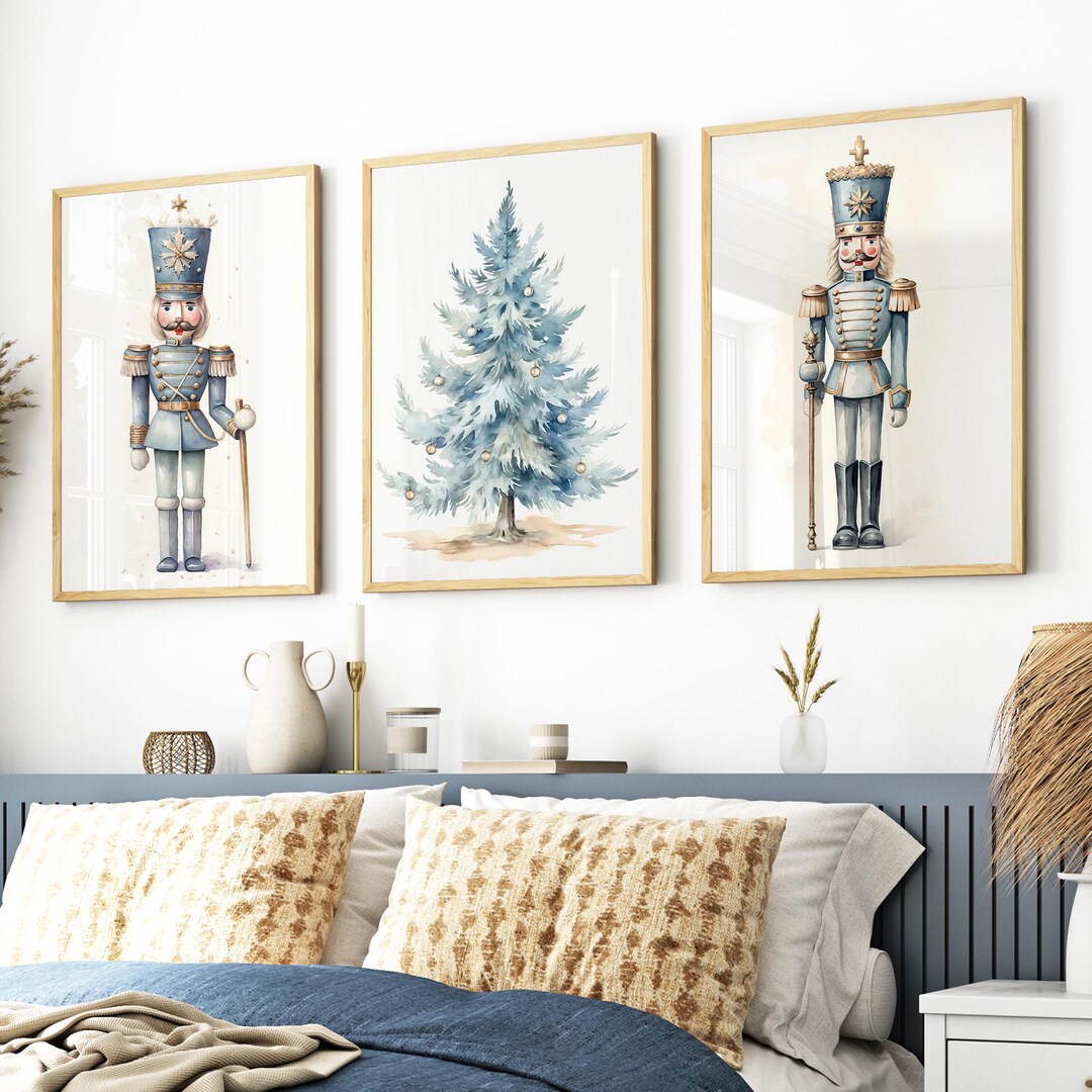 Gallery of 3 Blue Nutcrackers Printable Wall Art, Blue Christmas Tree ...