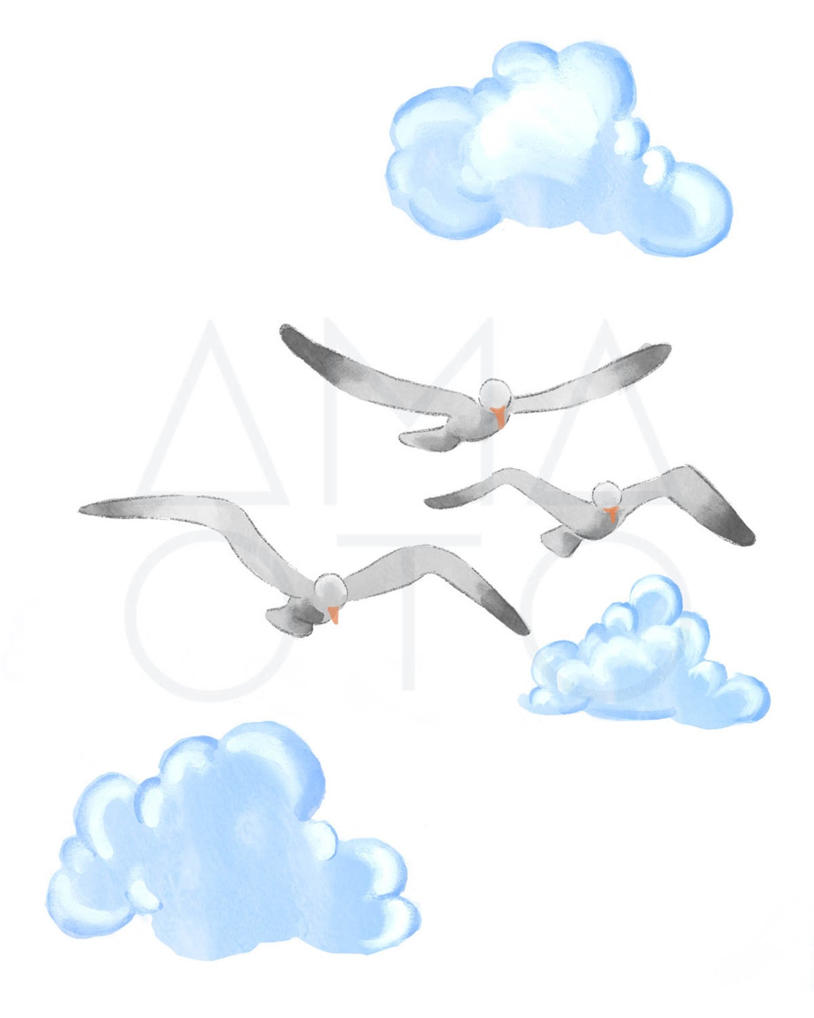 Set of 3 Printable Water Color Ocean Themed Kids Room Wall Art Digital ...