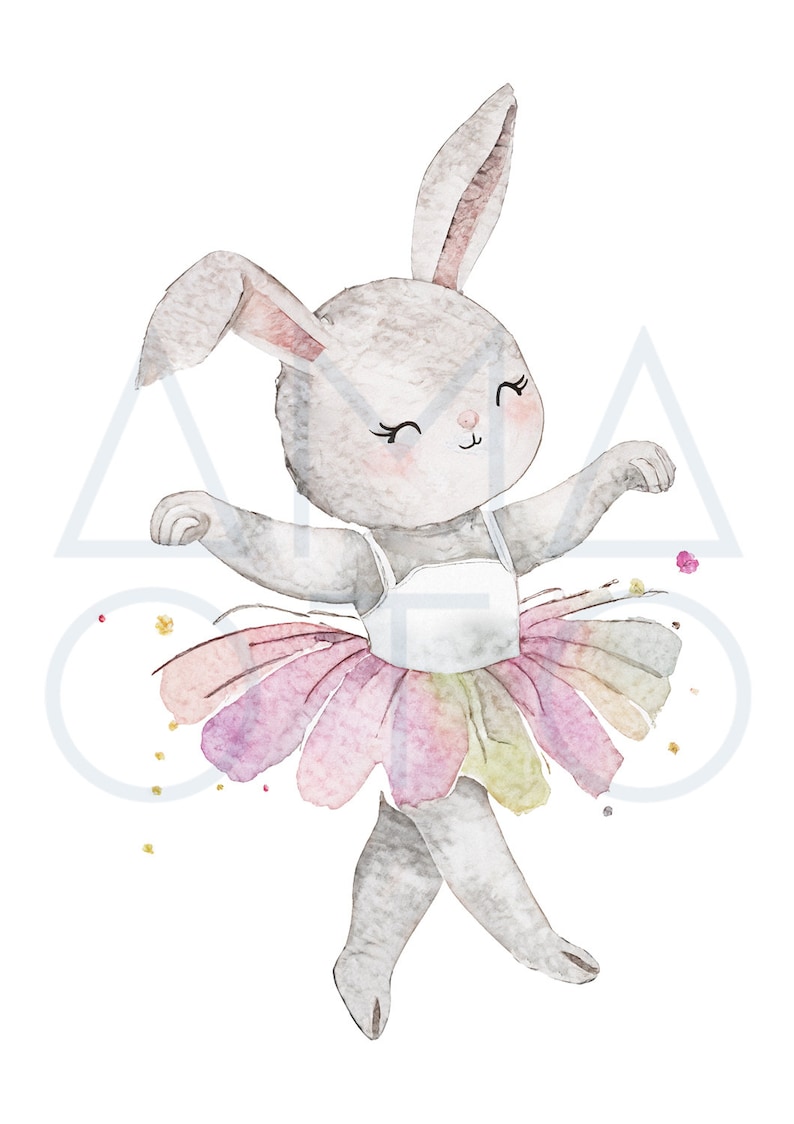 Ballerina Bunnies, Ballerina Rabbit,digital Wall Art, Dancing Bunny ...