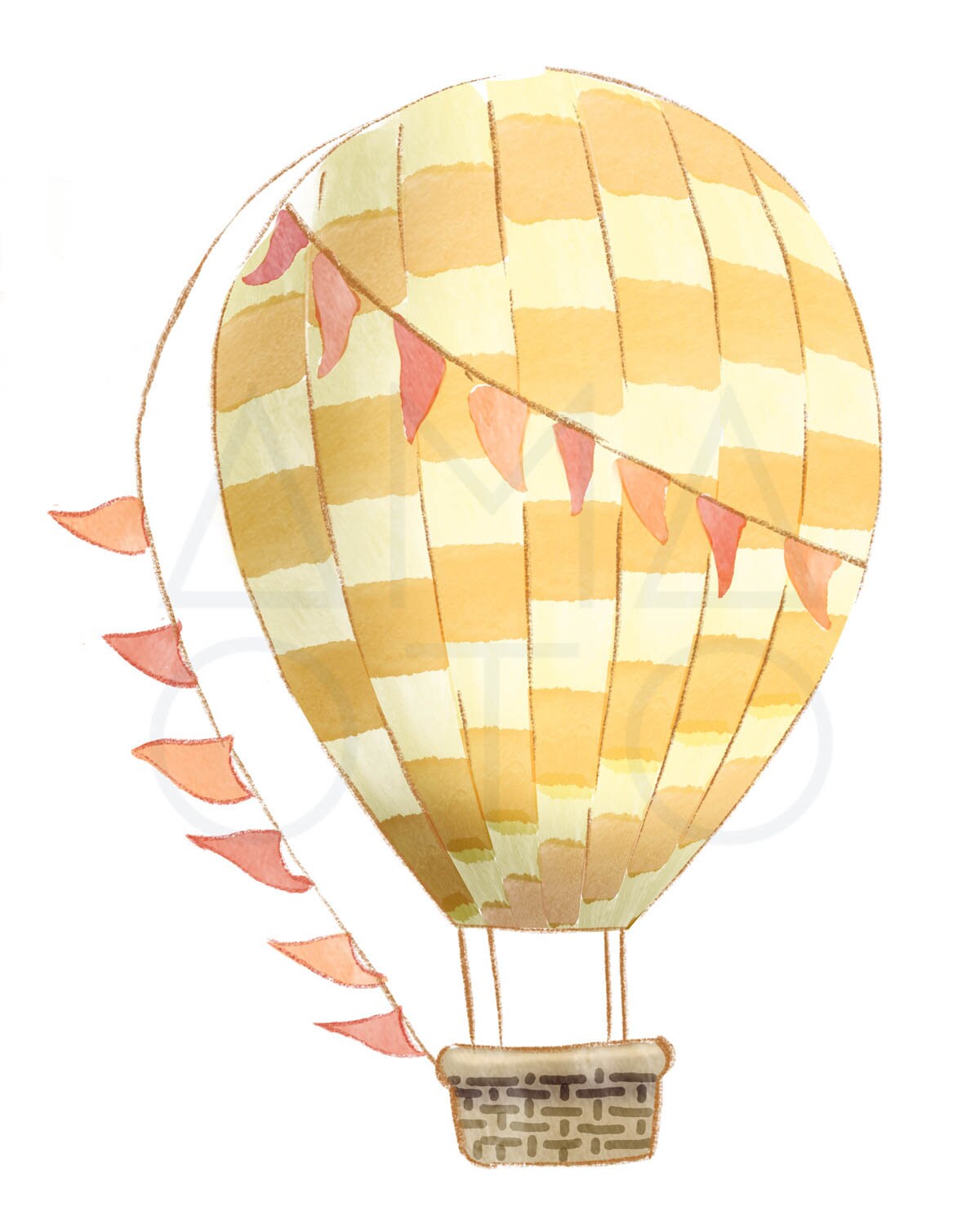 Set of 3 Printable Water Color Hot Air Balloon Kids Room Wall Art ...