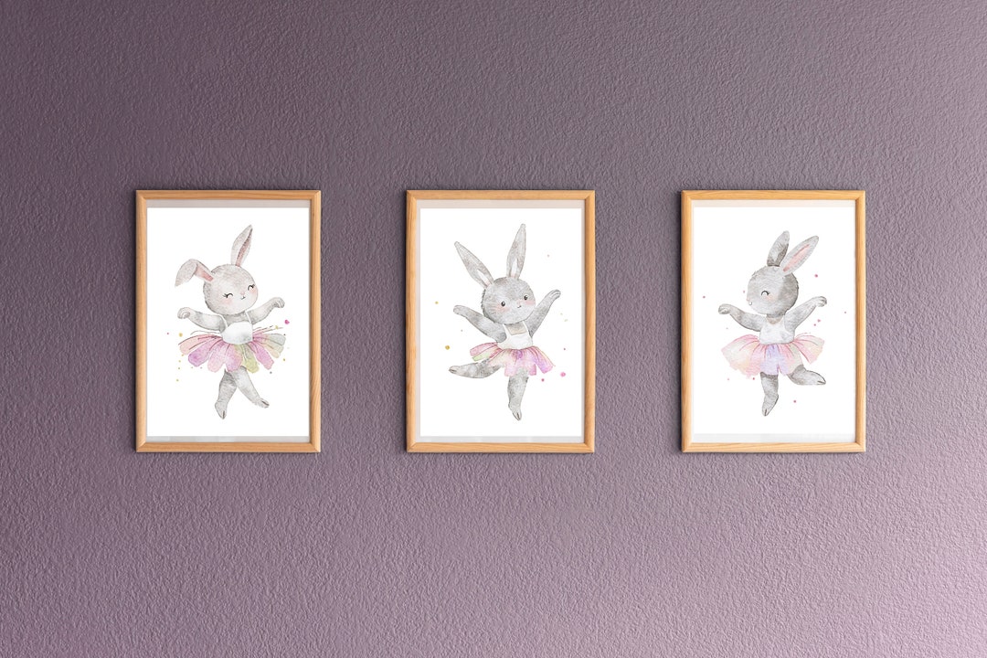 Ballerina Bunnies, Ballerina Rabbit,digital Wall Art, Dancing Bunny ...