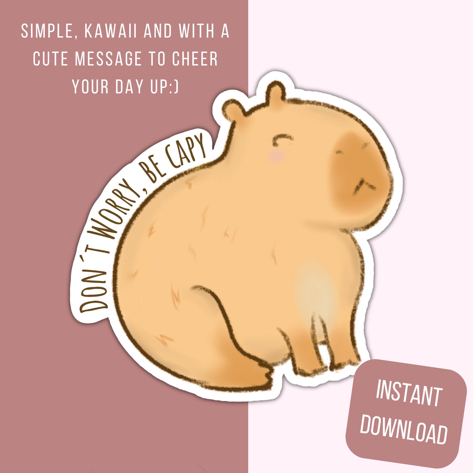 Kawaii Capybara Printable Sticker Cute Capybara Sticker Png Self Care ...