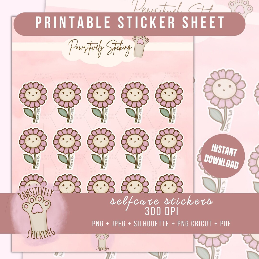 Kawaii Wild Flower Printable Sticker Sheet Floral Printable Sticker ...