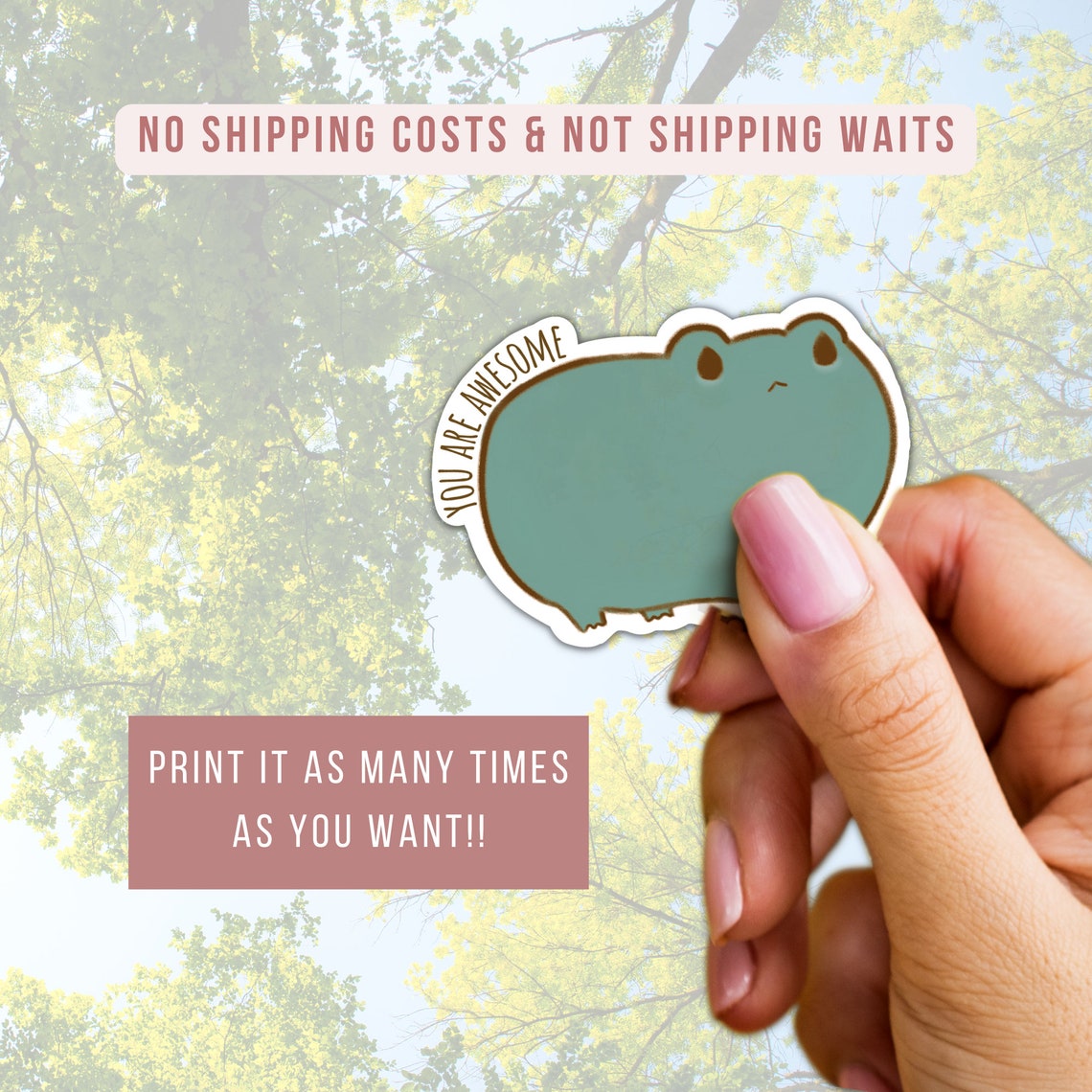 Frog Kawaii Printable Selfcare Sticker Cute Frog Sticker Selfcare ...