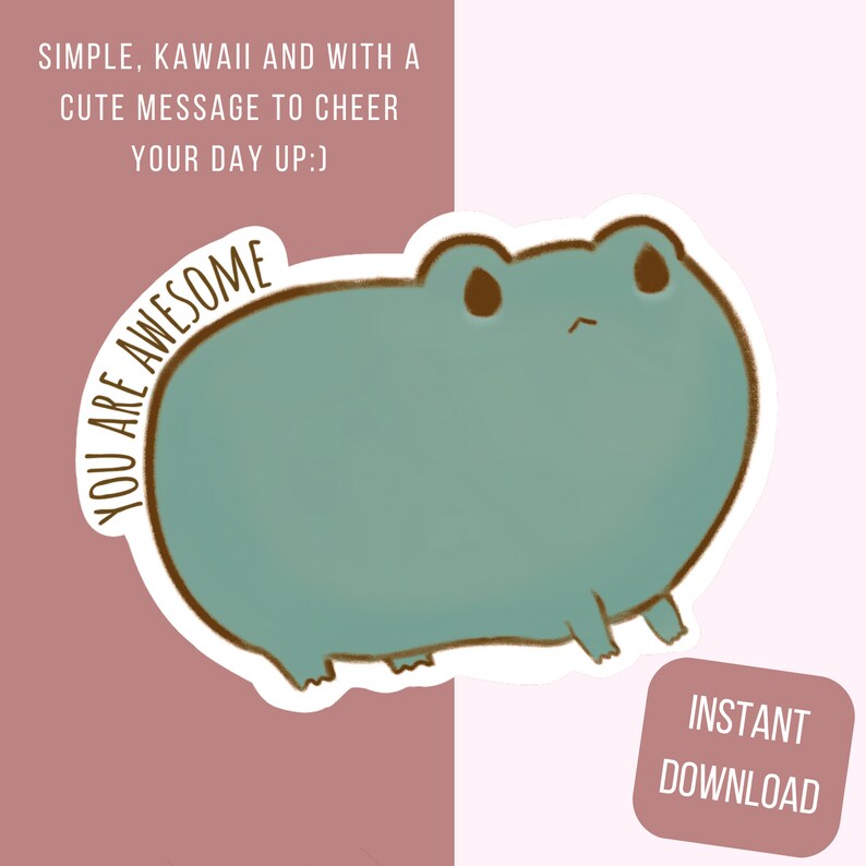 Frog Kawaii Printable Selfcare Sticker Cute Frog Sticker Selfcare ...