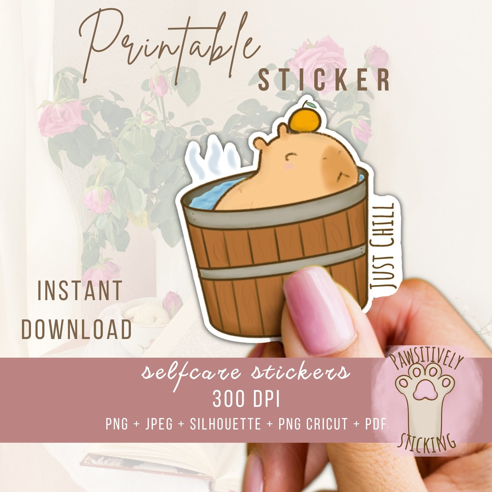 Kawaii Capybara Printable Sticker Cute Capybara Sticker Png - Etsy