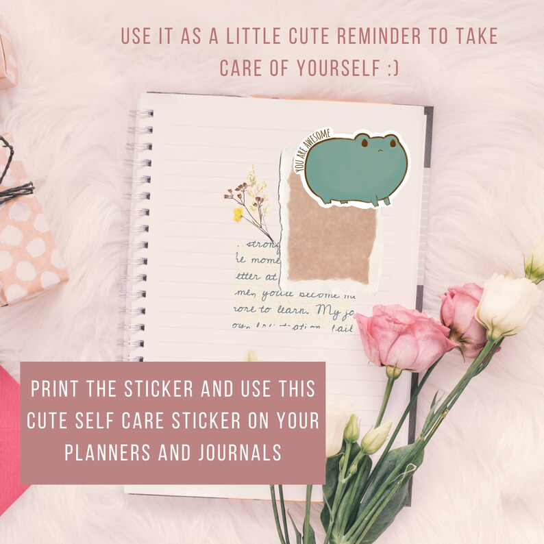 Frog Kawaii Printable Selfcare Sticker Cute Frog Sticker Selfcare ...