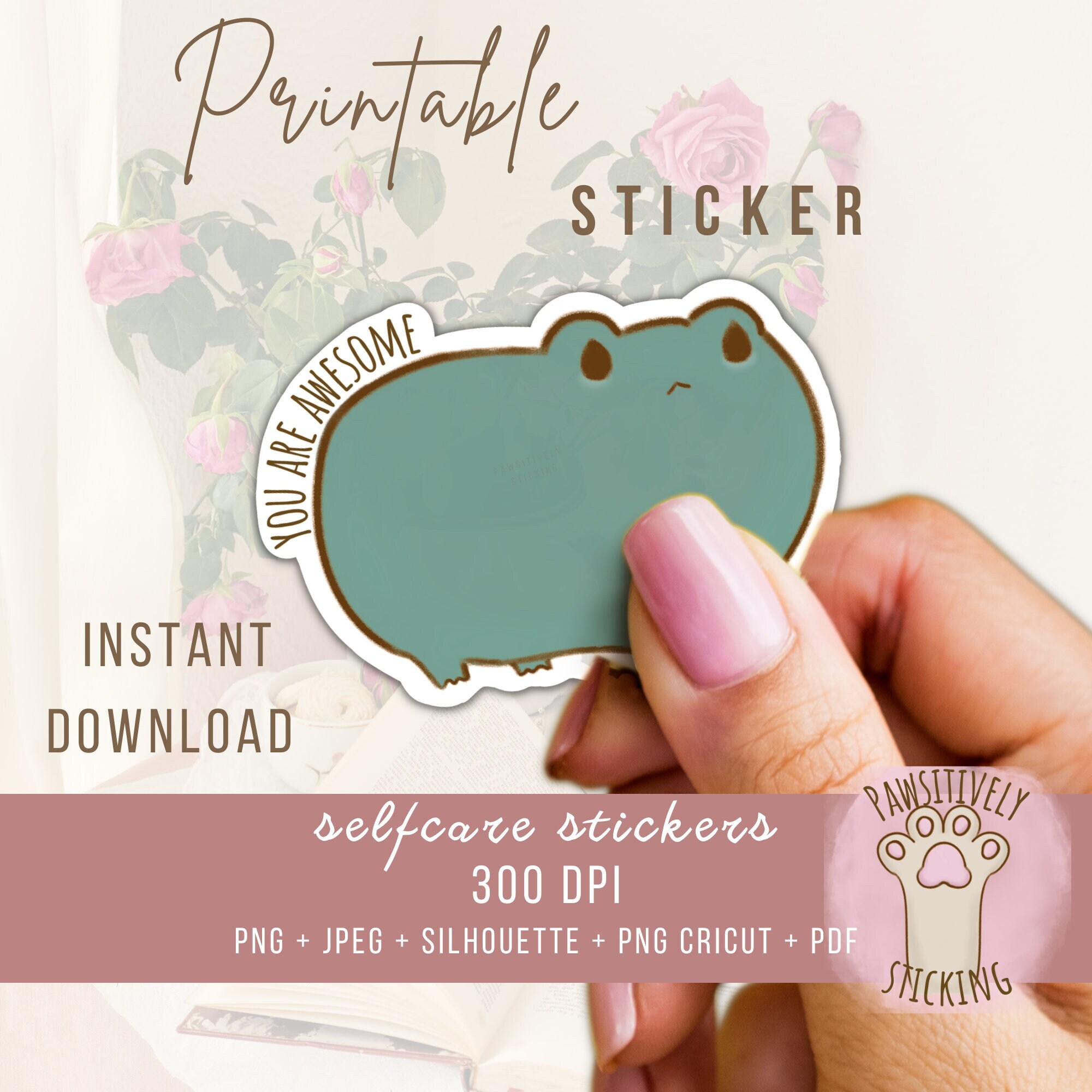 Frog Kawaii Printable Selfcare Sticker Cute Frog Sticker Selfcare ...