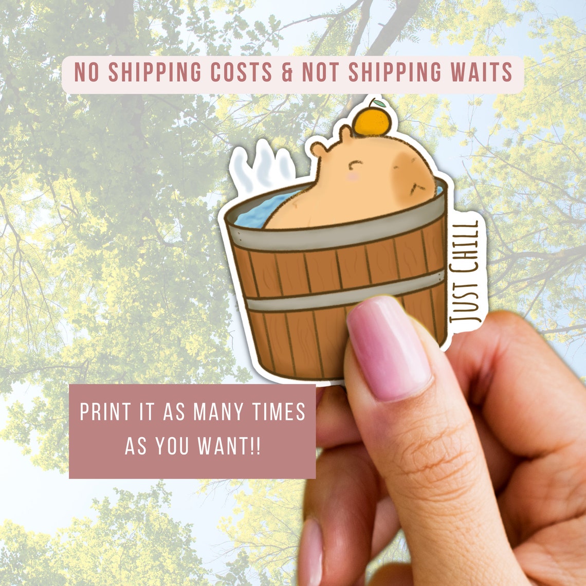 Kawaii Capybara Printable Sticker Cute Capybara Sticker Png - Etsy