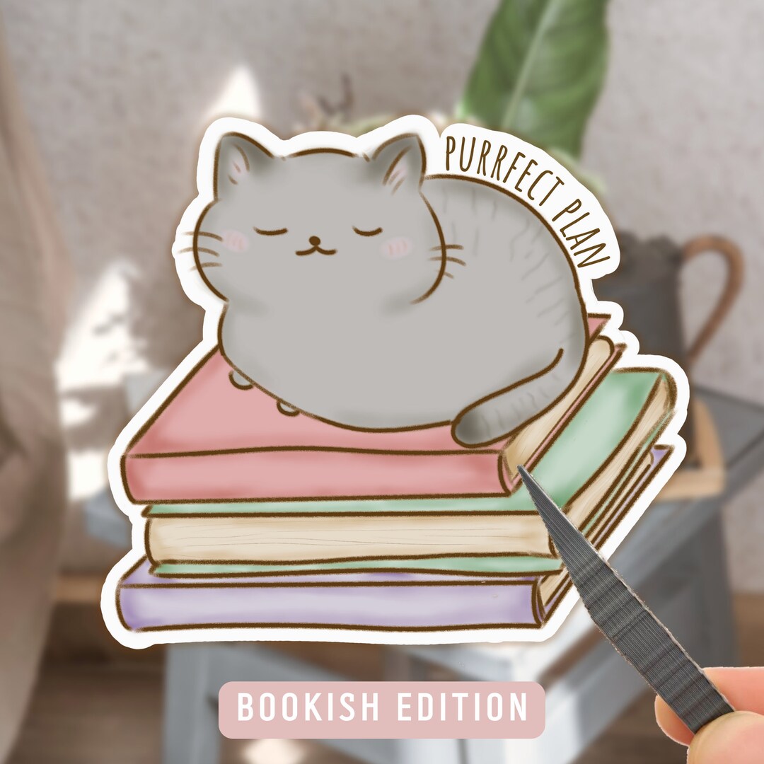 Cat Book Sticker Booktok Sticker Bookworm Sticker Bookish Decals Read ...