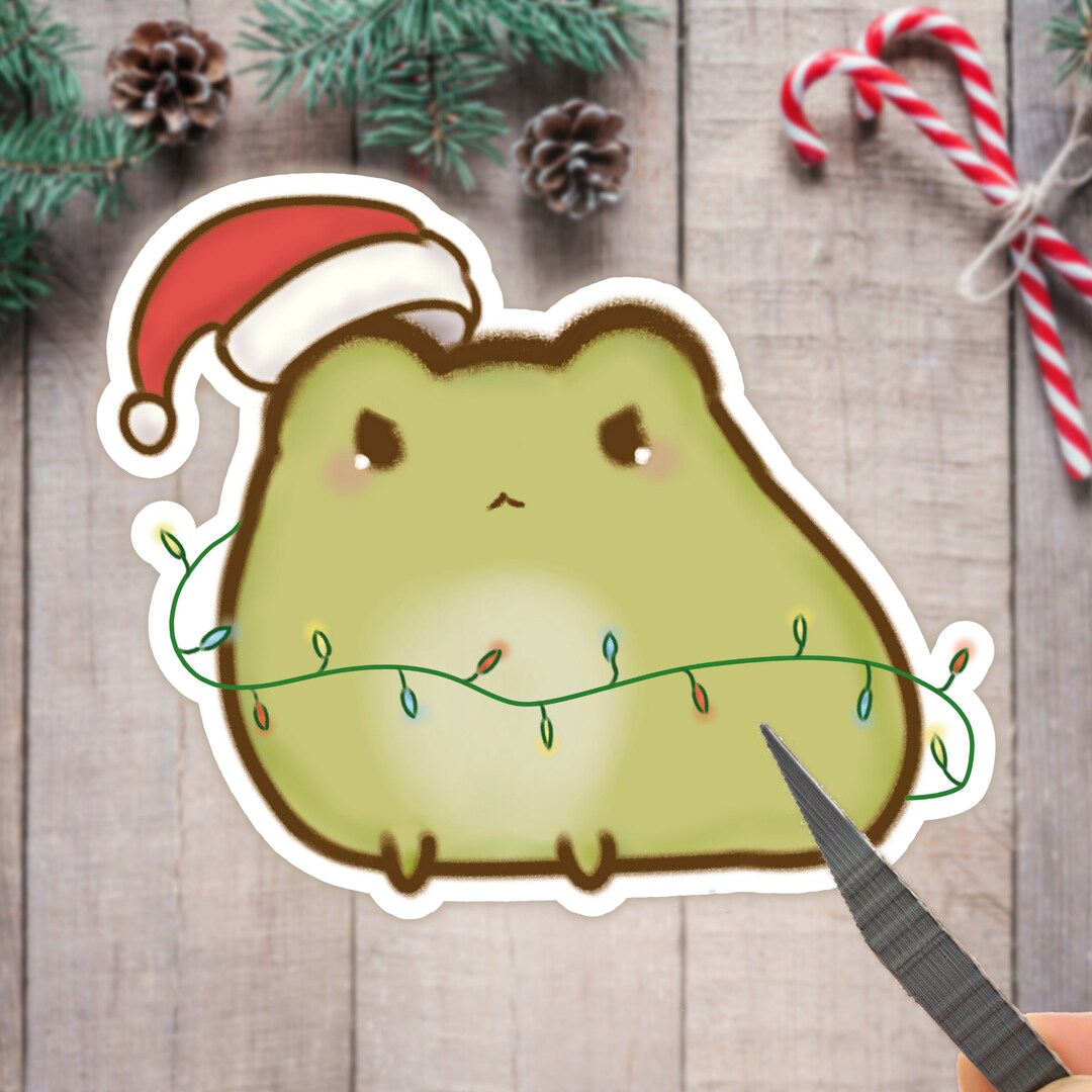 Angry Frog Christmas Sticker Grinch Stickers Kawaii Froggy Sticker Cozy ...