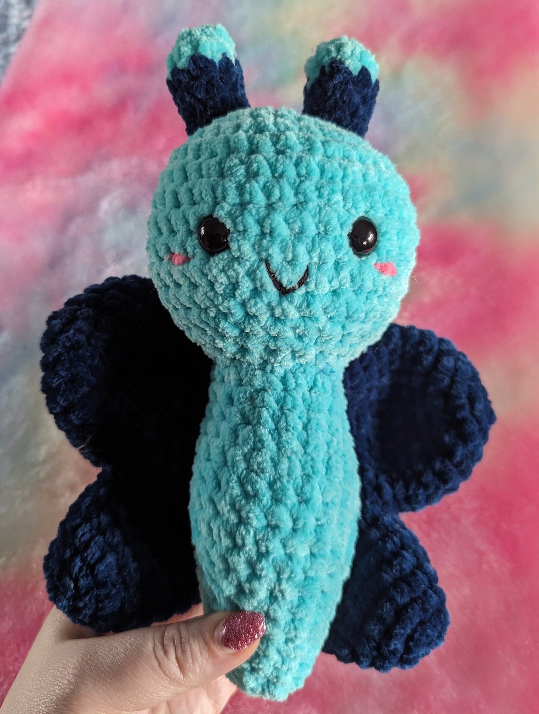 Handmade Blue Butterfly Plushie, Crochet Butterfly Soft Toy, Handmade ...